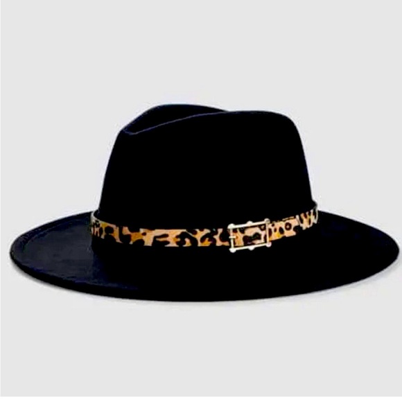 Accessories | Ladies Leopard Black Fedora Hat | Poshmark